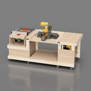 4-in-1 Mobile Workbench Plans: Table Saw, Router, Miter Saw, Planer ...
