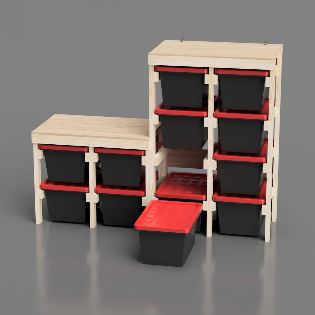 27 Gallon Tote Storage Workbench Plans. Tote Rack Garage Storage and ...