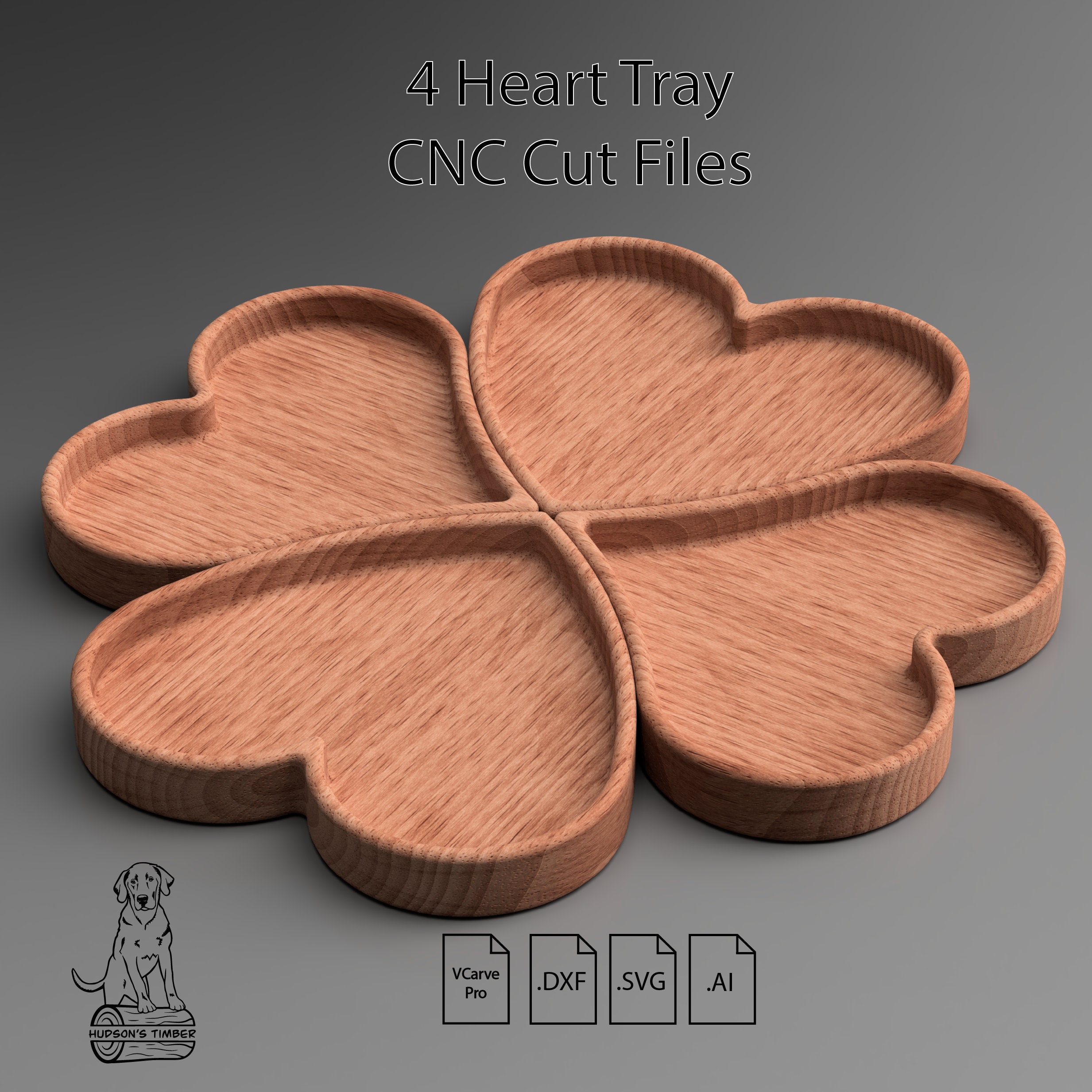 4 Heart Nesting Tray CNC Cut Files. Includes Crv, Svg, Dxf & Ai Files ...
