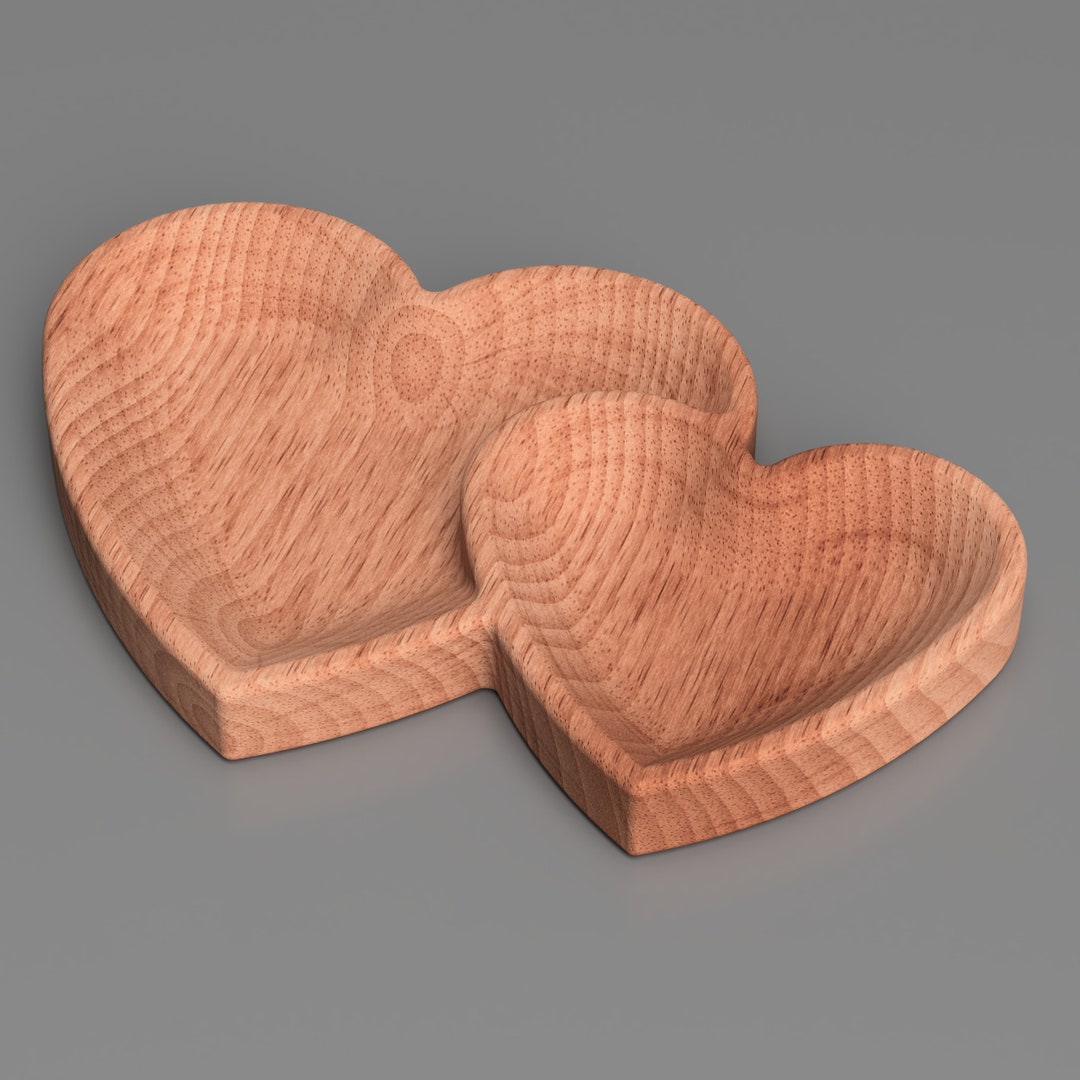 3d Double Heart Catchall Tray CNC Cut Files, Includes STL and CRV Files ...