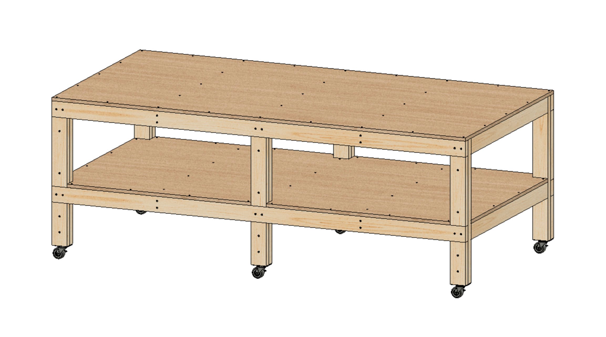 4x8 Mobile Workbench Plans. Work Bench With Shelf and Tote Storage ...
