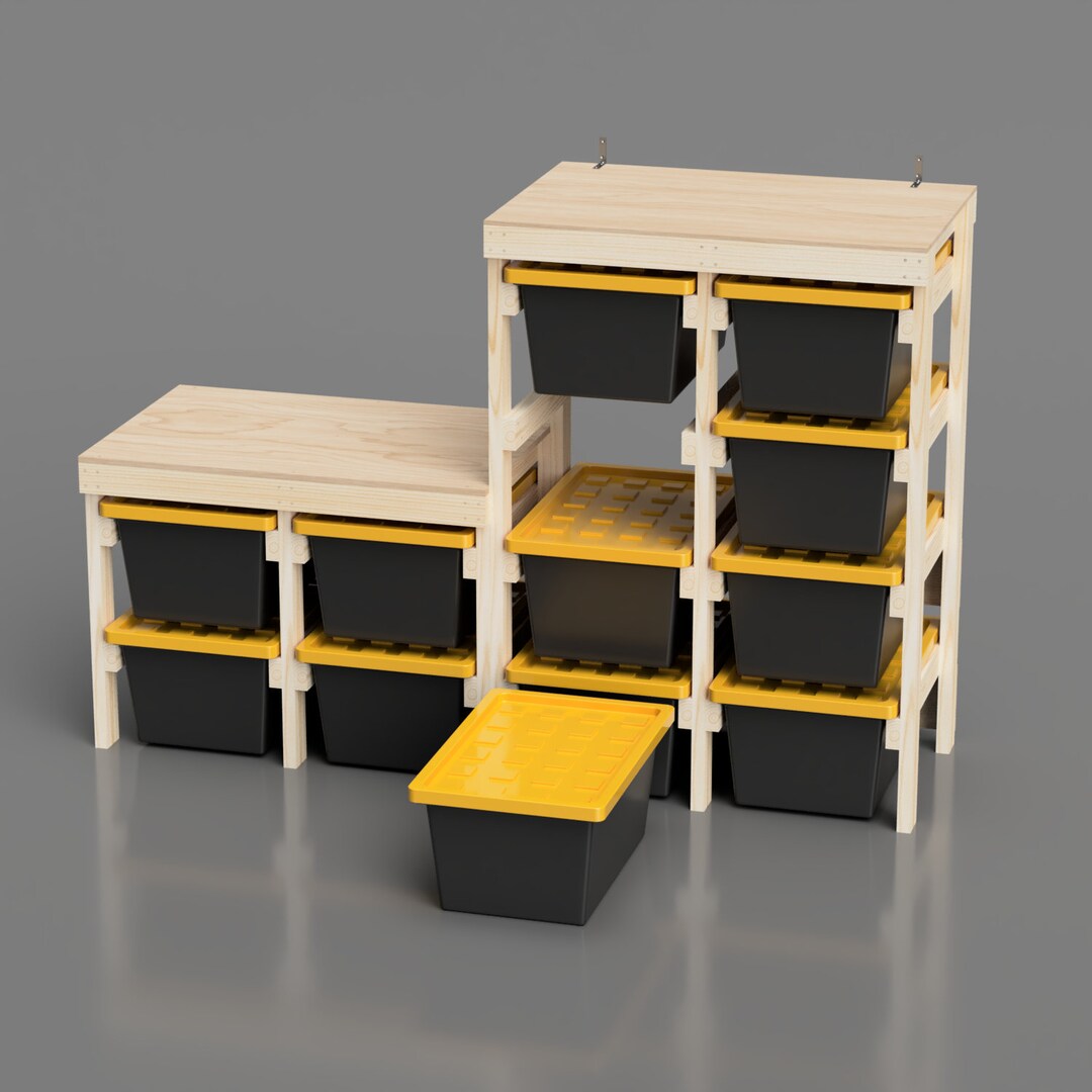 27 Gallon Tote Storage Workbench Plans. Tote Rack Garage Storage and ...