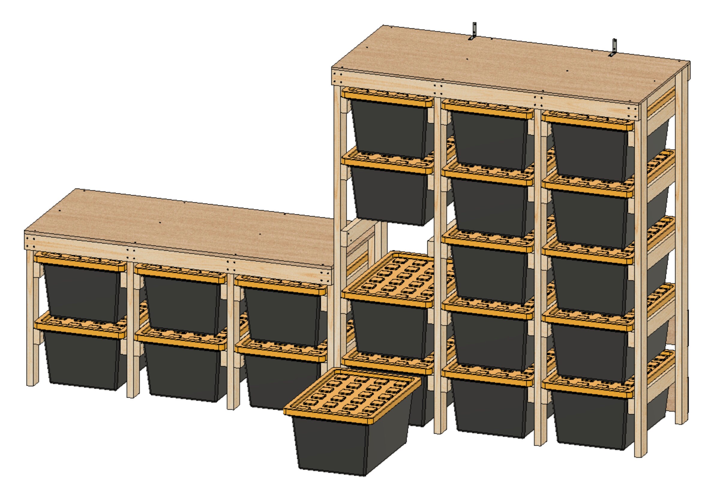 27 Gallon Tote Storage Workbench Plans. Tote Rack Garage Storage and ...