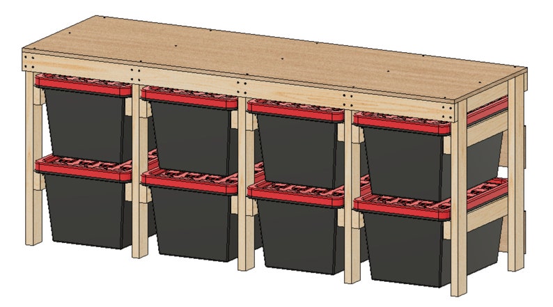 Workbench Plans Tote Storage. Tote Rack Garage Storage and Work Bench ...