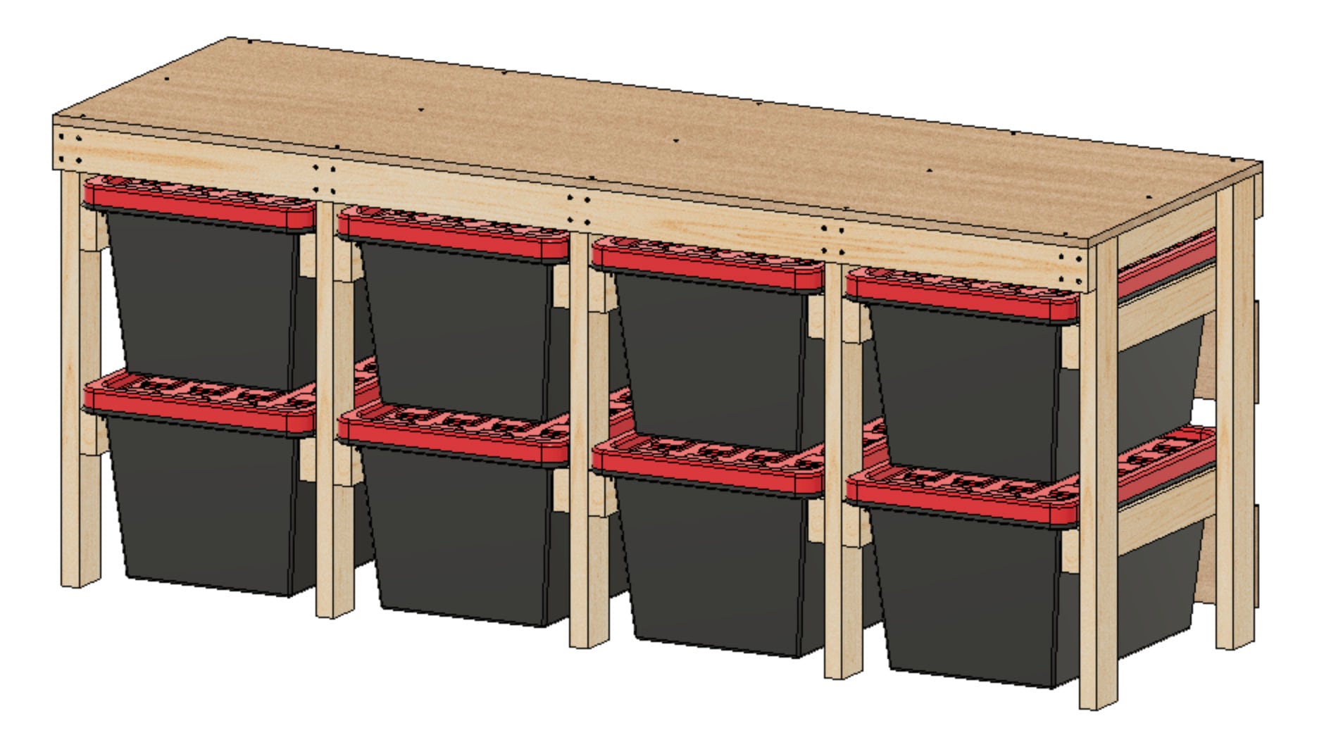 Workbench Plans Tote Storage. Tote Rack Garage Storage and Work Bench ...