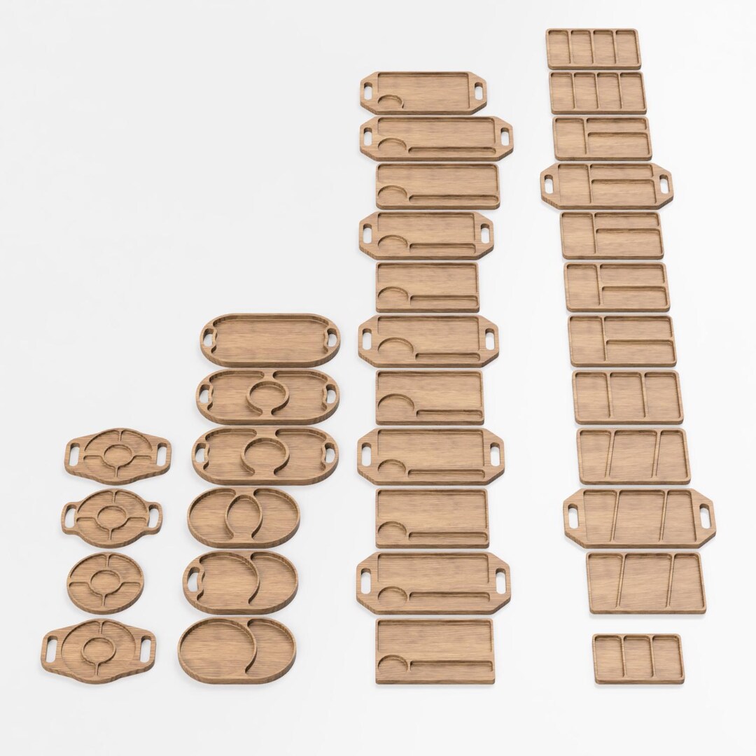 2D Catch All Tray Pack, CNC Cut Files Bundle A, 33 Designs (digital ...