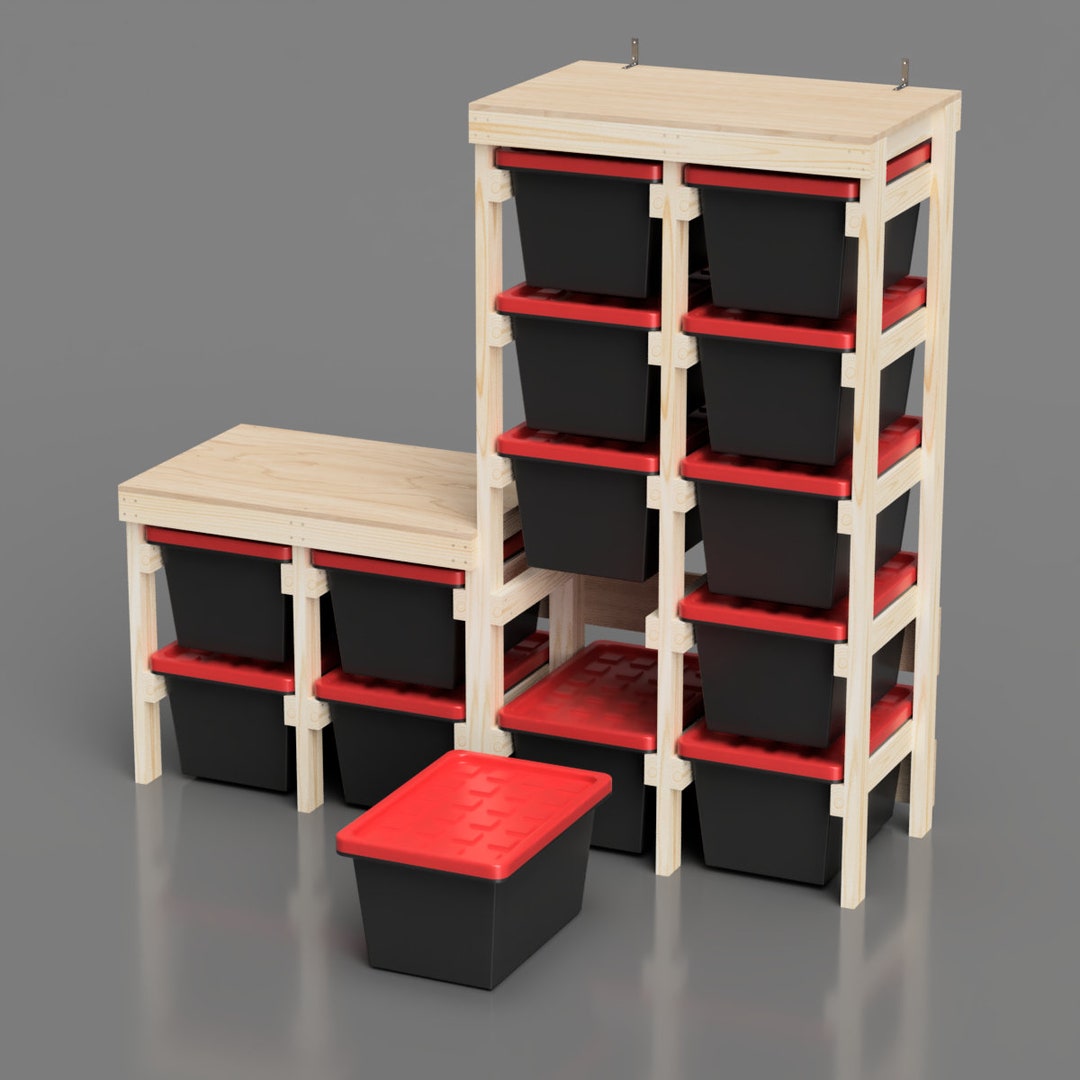 27 Gallon Tote Storage Workbench Plans. Tote Rack Garage Storage and ...