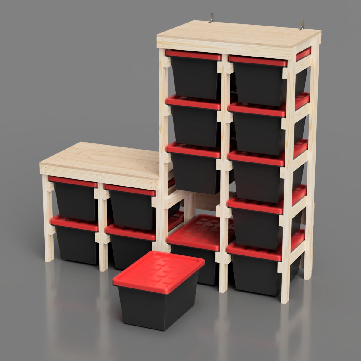 27 Gallon Tote Storage Workbench Plans. Tote Rack Garage Storage and ...