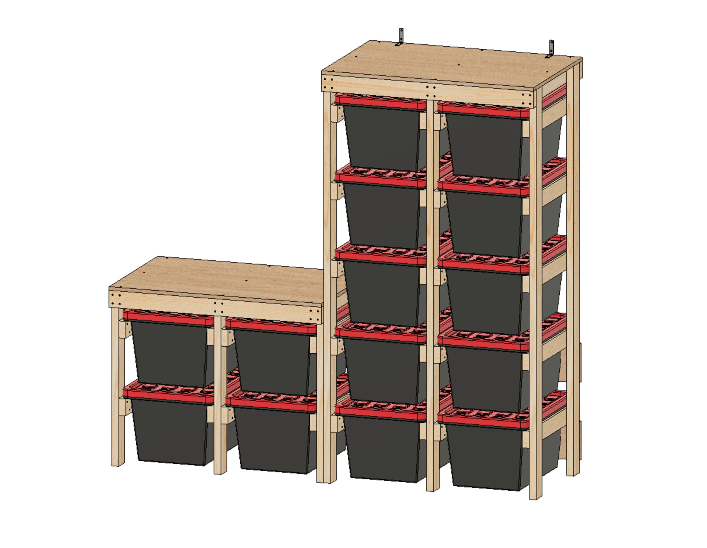 27 Gallon Tote Storage Workbench Plans. Tote Rack Garage Storage and ...