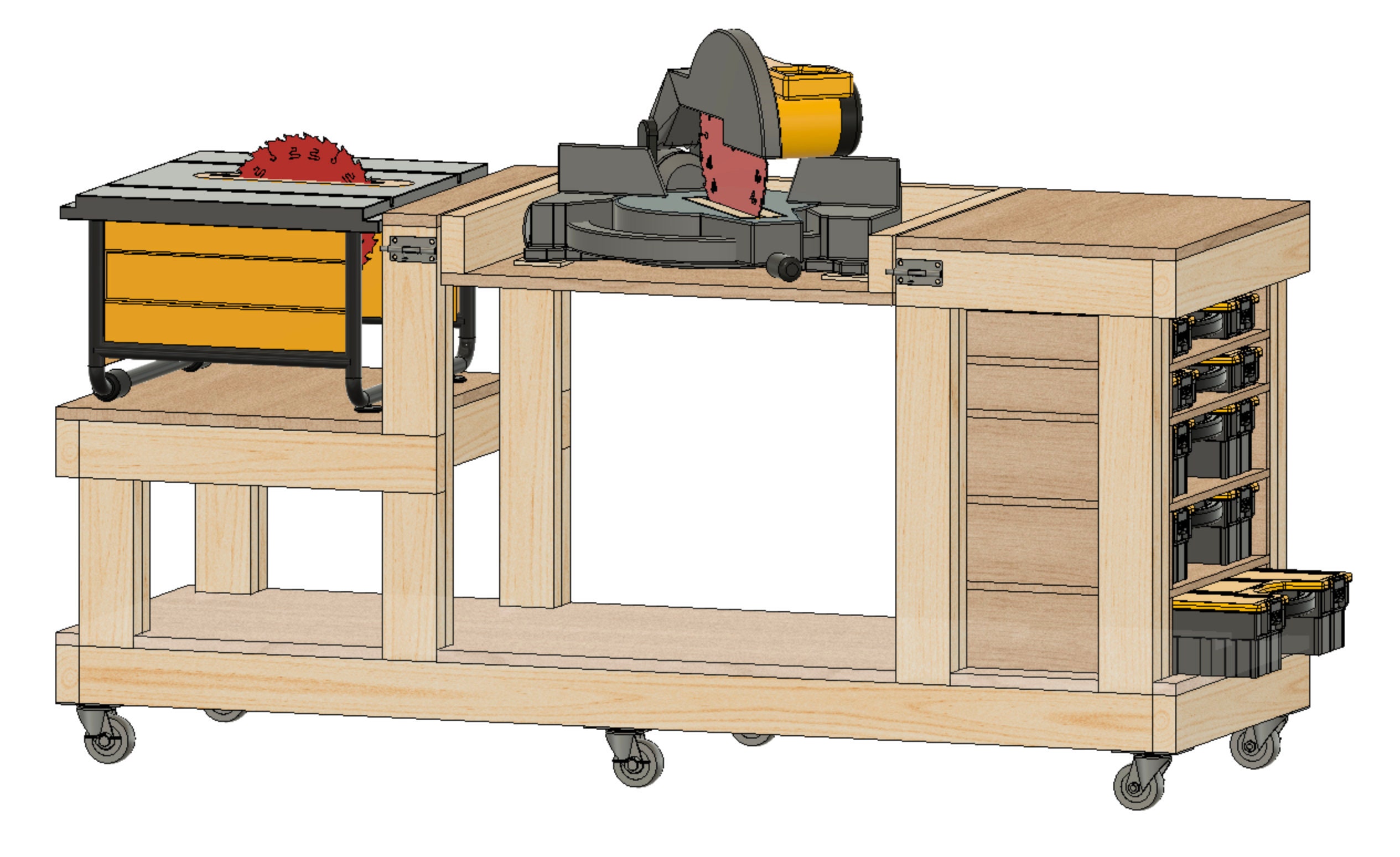 Compact Flip Top Workbench Plans, 2x6 Foot Table Saw Workbench. Compact ...