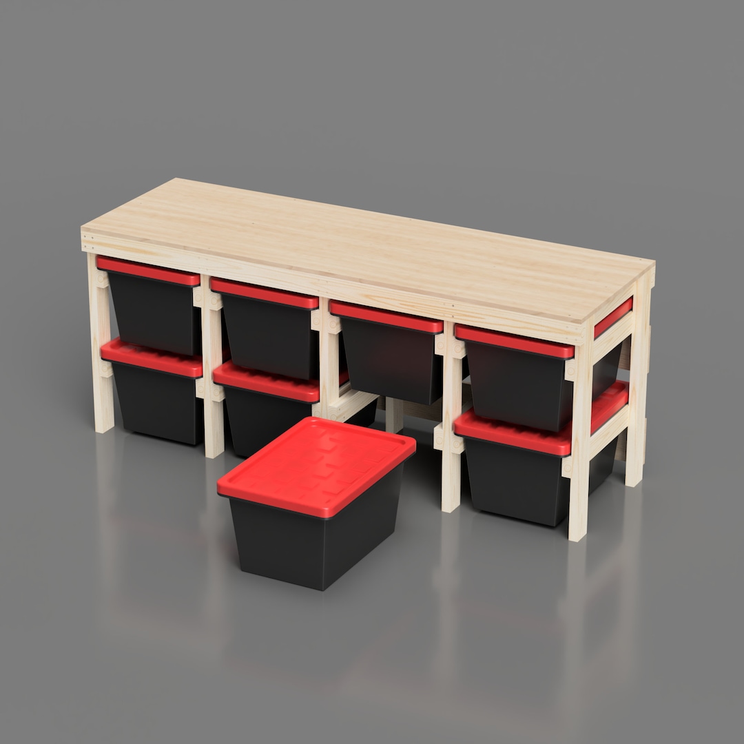 Workbench Plans Tote Storage. Tote Rack Garage Storage and Work Bench ...