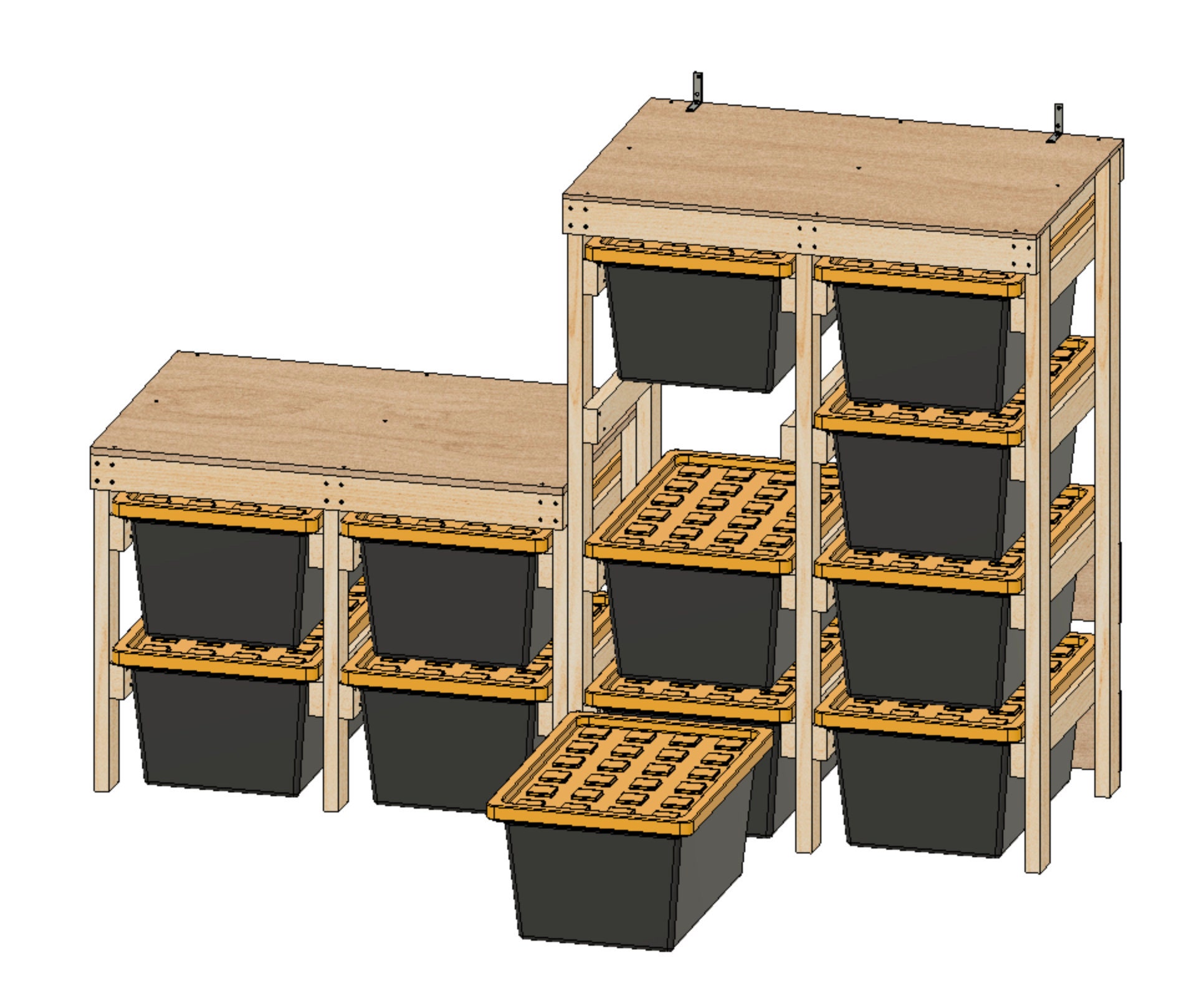 27 Gallon Tote Storage Workbench Plans. Tote Rack Garage Storage and ...
