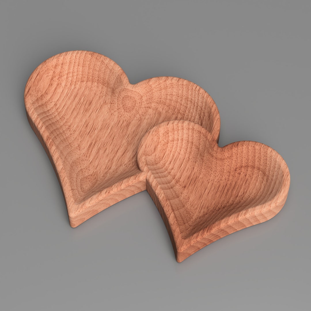 3d Double Heart Catchall Tray CNC Cut Files, Includes STL and CRV Files ...