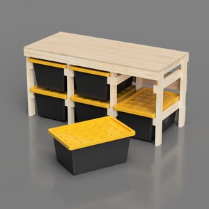 27 Gallon Tote Storage Workbench Plans. Tote Rack Garage Storage and ...