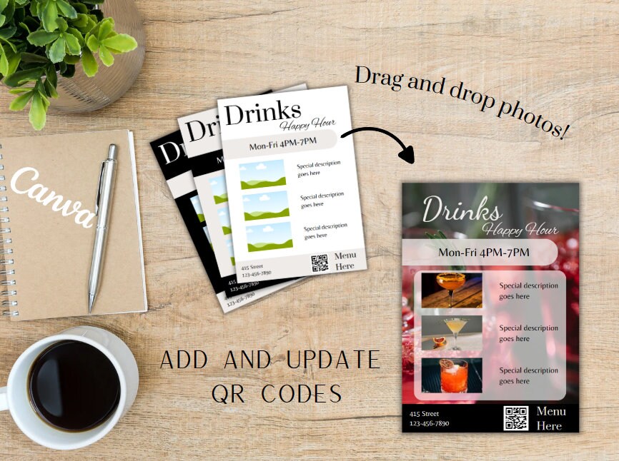 Restaurant Menu, Drink Menu and Welcome Sign Customizable Template - Etsy
