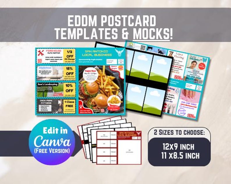 EDDM 12x9in OR 11x8.5in Flyer Postcard & Customizable Mocks Canva ...