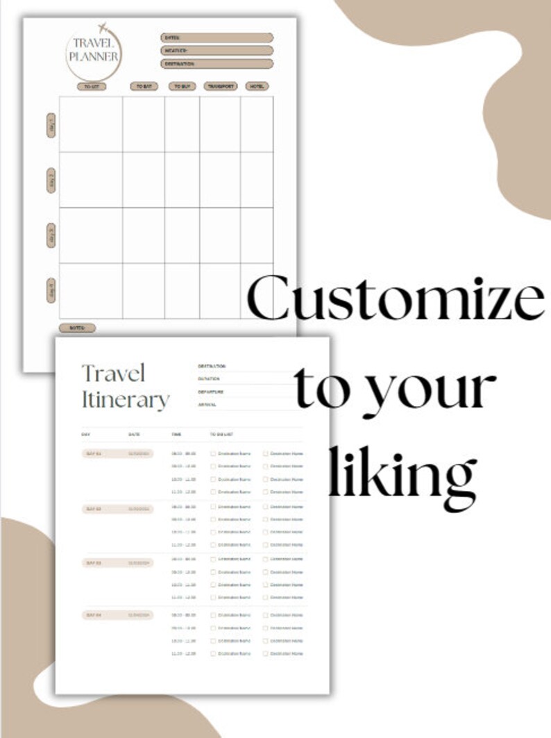 Customizable Travel Itinerary Template Bundle, Customizable on Canva - Etsy