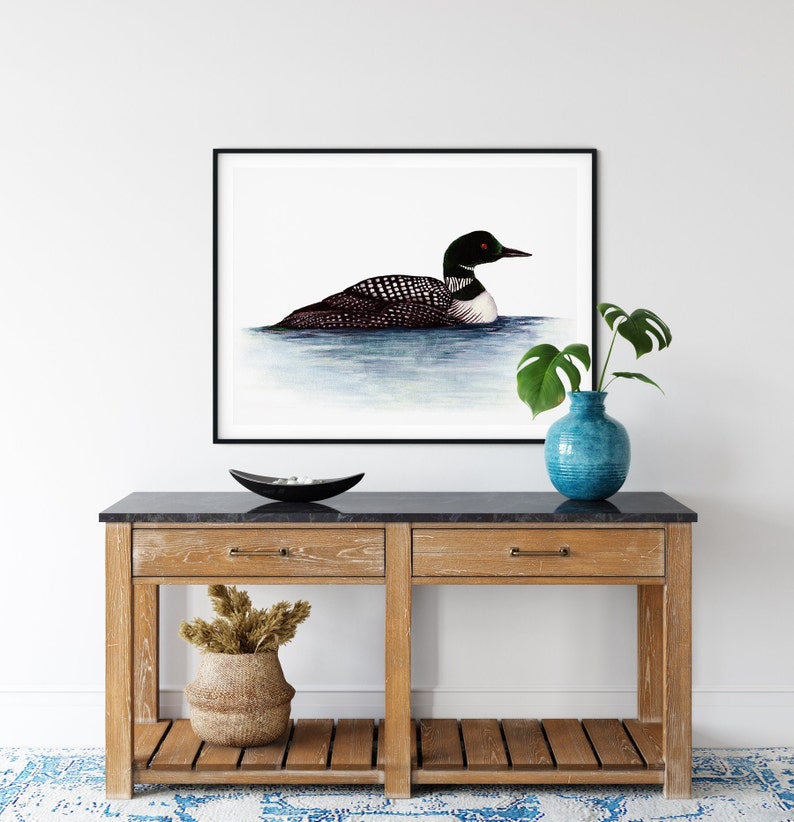 Loon Art Print, Loon Print Digital Download, 5 Sizes, Lake Side Art ...