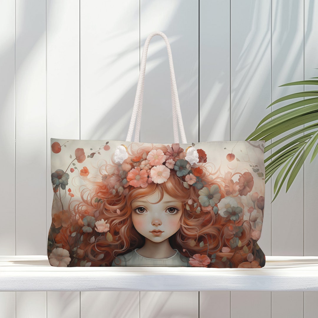 Tote for Girl, Beach Bag, Modern Girl Totebag, Travel Bag, Extra Large ...