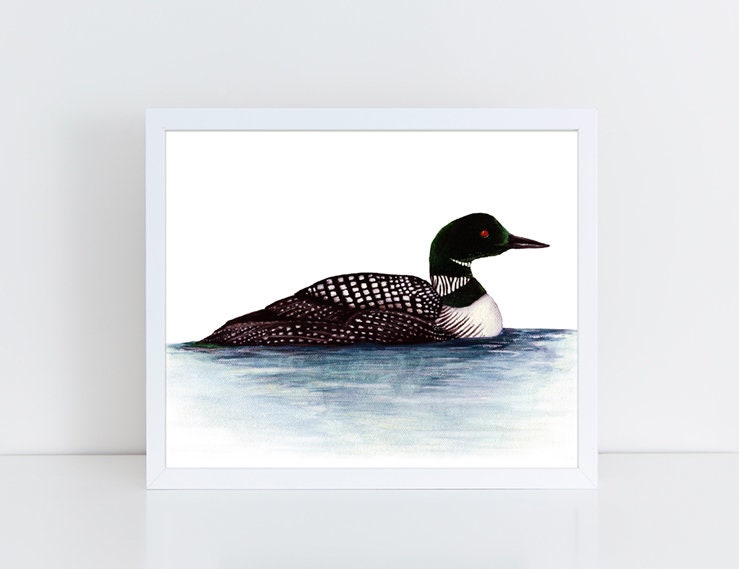 Loon Art Print, Loon Print Digital Download, 5 Sizes, Lake Side Art ...