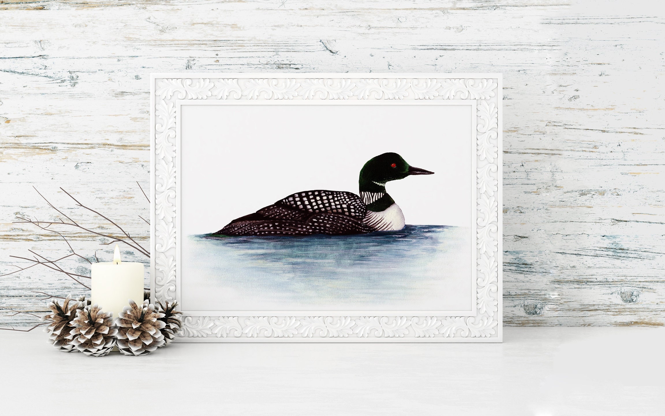 Loon Art Print, Loon Print Digital Download, 5 Sizes, Lake Side Art ...