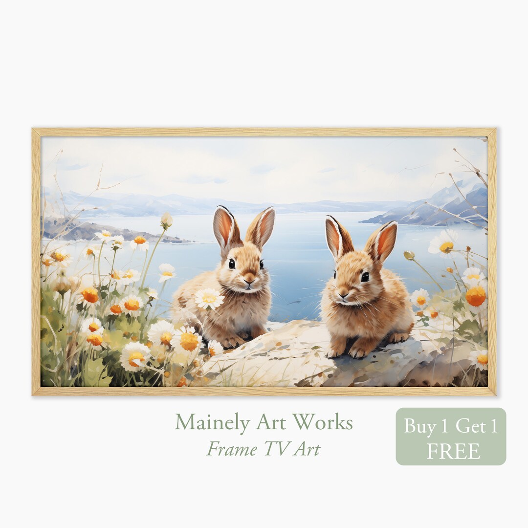 Bunny Art for Frame TV, Easter Bunnies for Samsung Frame TV, Coastal ...