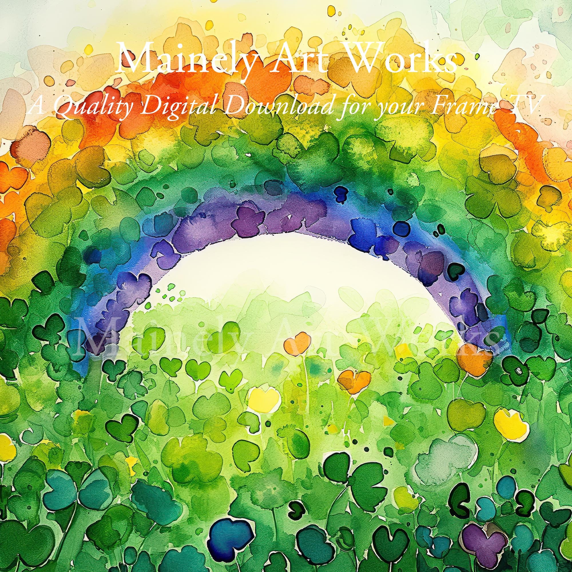 Rainbow Art Print, Shamrocks Rainbow Painting, Cute Rainbow of ...
