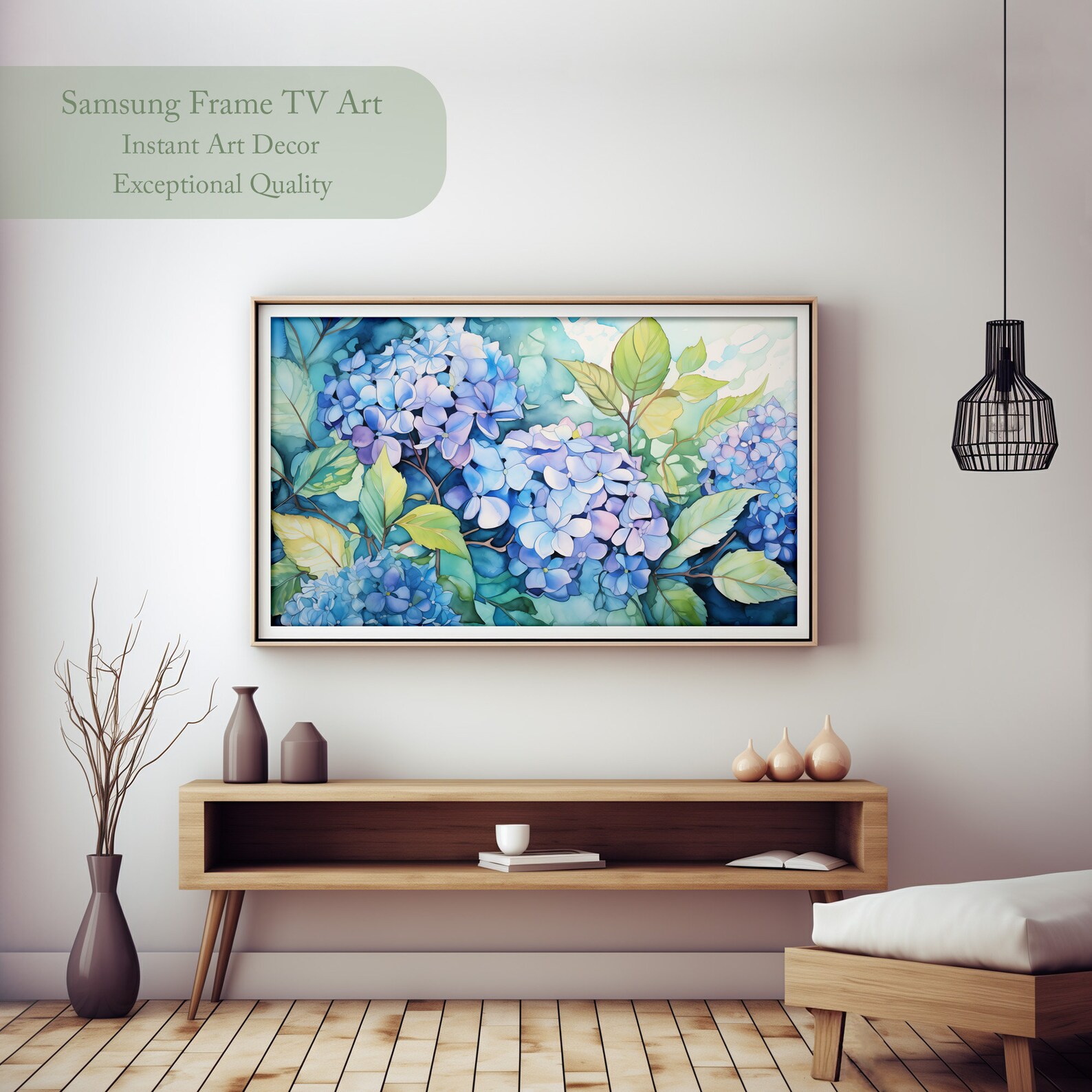 Flowers Samsung Frame TV Art, Hydrangea Floral for Frame TV, Blue Pink ...