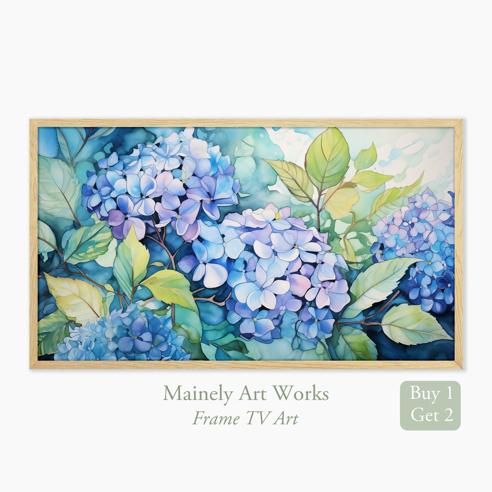 Flowers Samsung Frame TV Art, Hydrangea Floral for Frame TV, Blue Pink ...