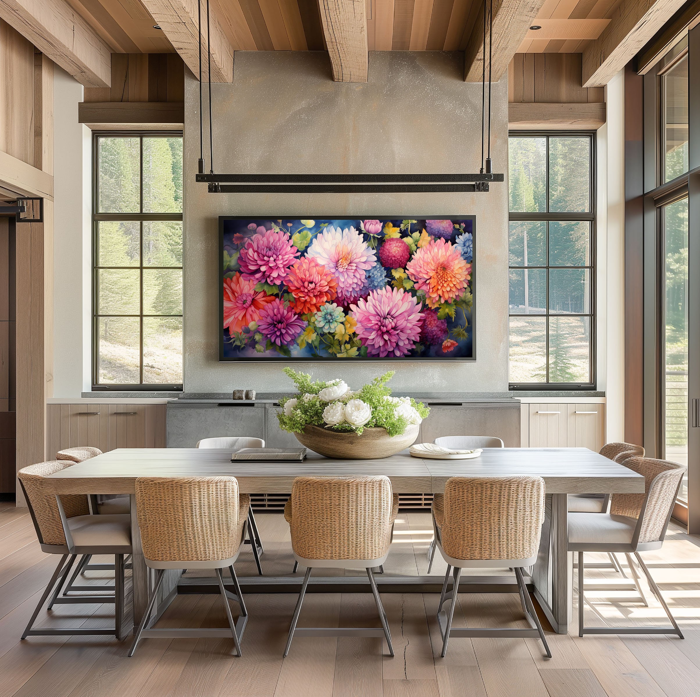 Mums for Samsung Frame TV, Painting of Autumn Art for Frame Tv, Floral ...