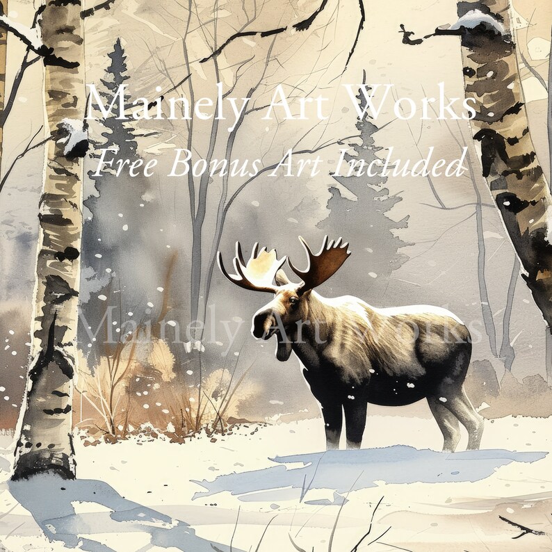 Samsung Frame TV Art, Moose Watercolor TV Art, Frame TV Art for Cabin ...