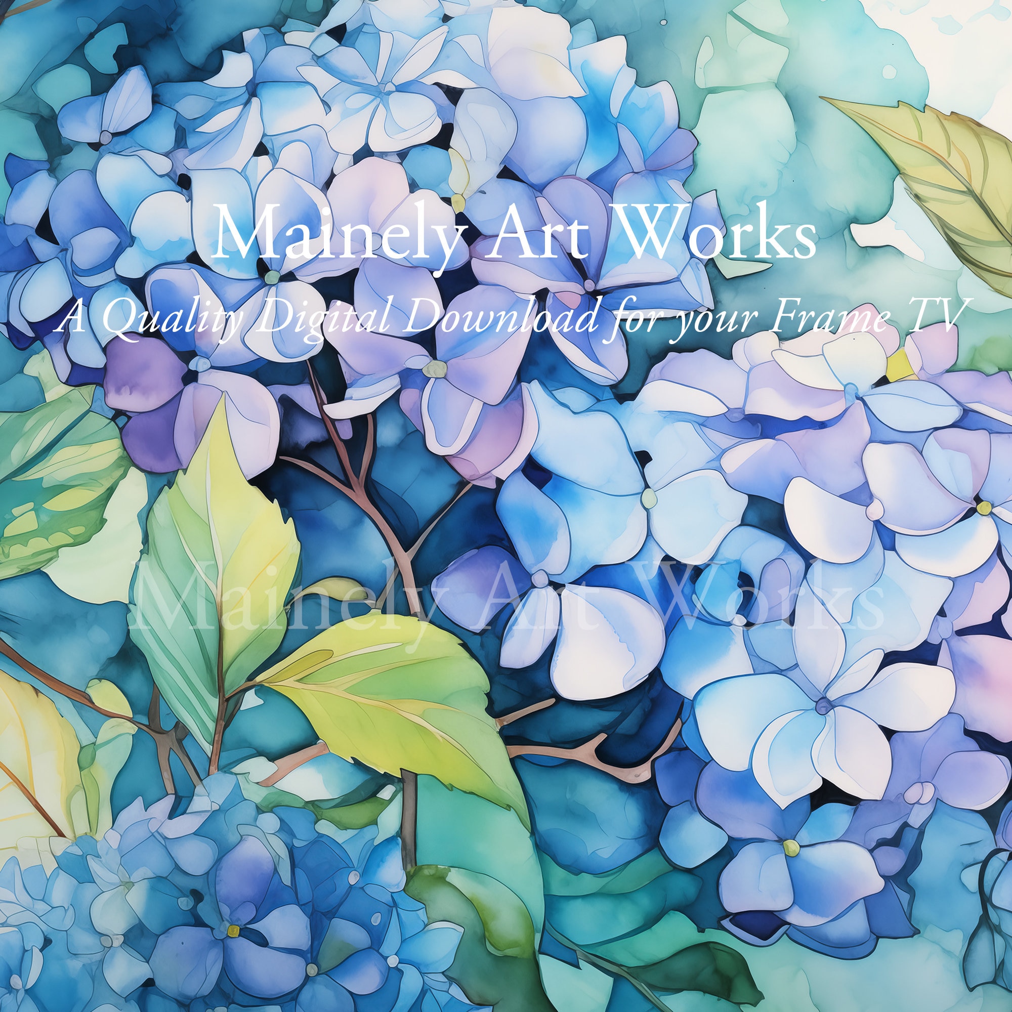 Flowers Samsung Frame TV Art, Hydrangea Floral for Frame TV, Blue Pink ...
