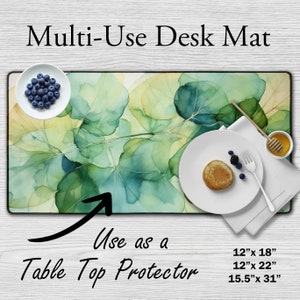Green Leaf Desk Pad: Abstract Botanical Office Mat - Etsy