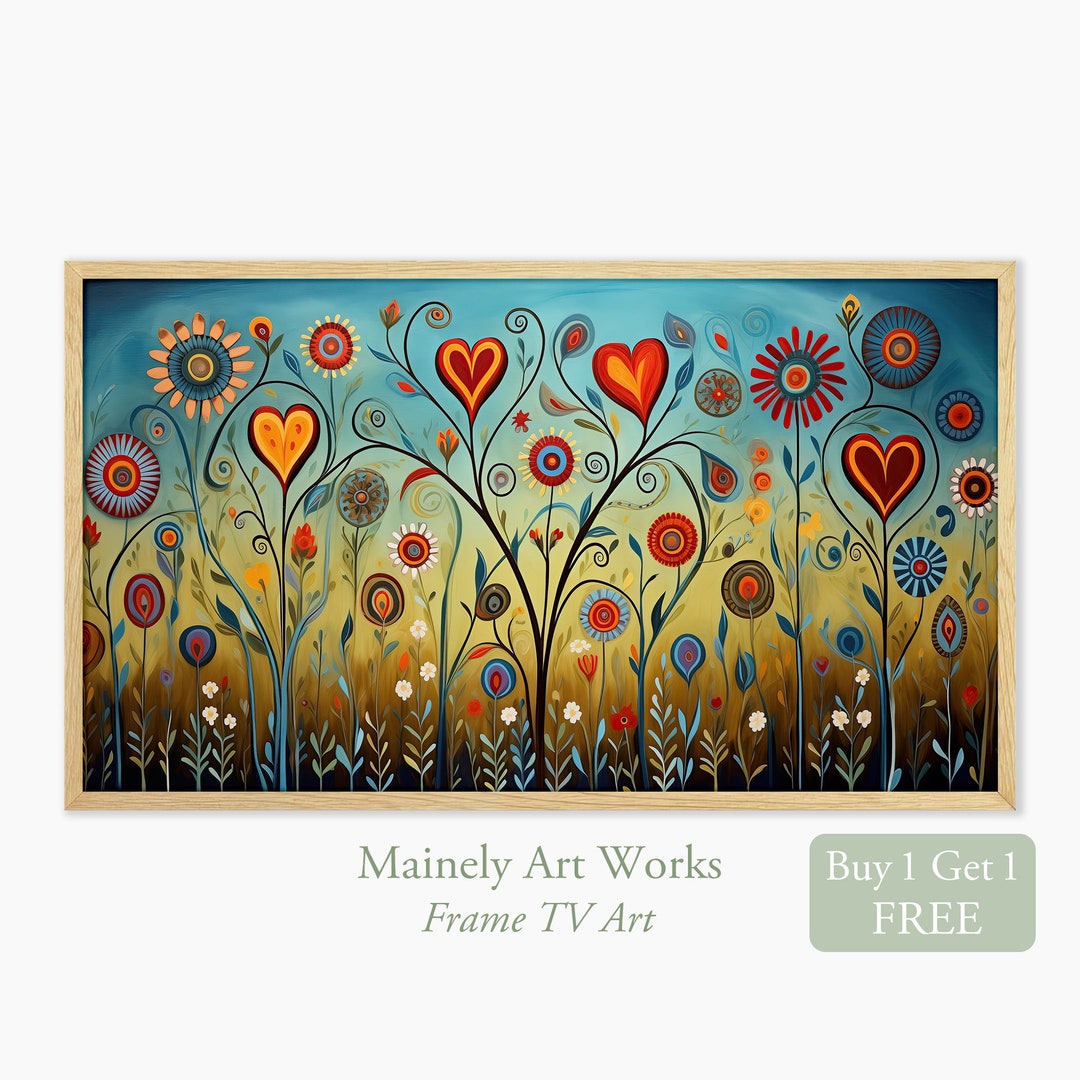 Frame TV Art Valentine's Day, Folk Art Frame TV Art, Samsung Frame TV ...
