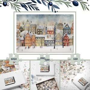 Winter Scene Jigsaw Puzzle, Village Houses Puzzle for Adults & Kids ...