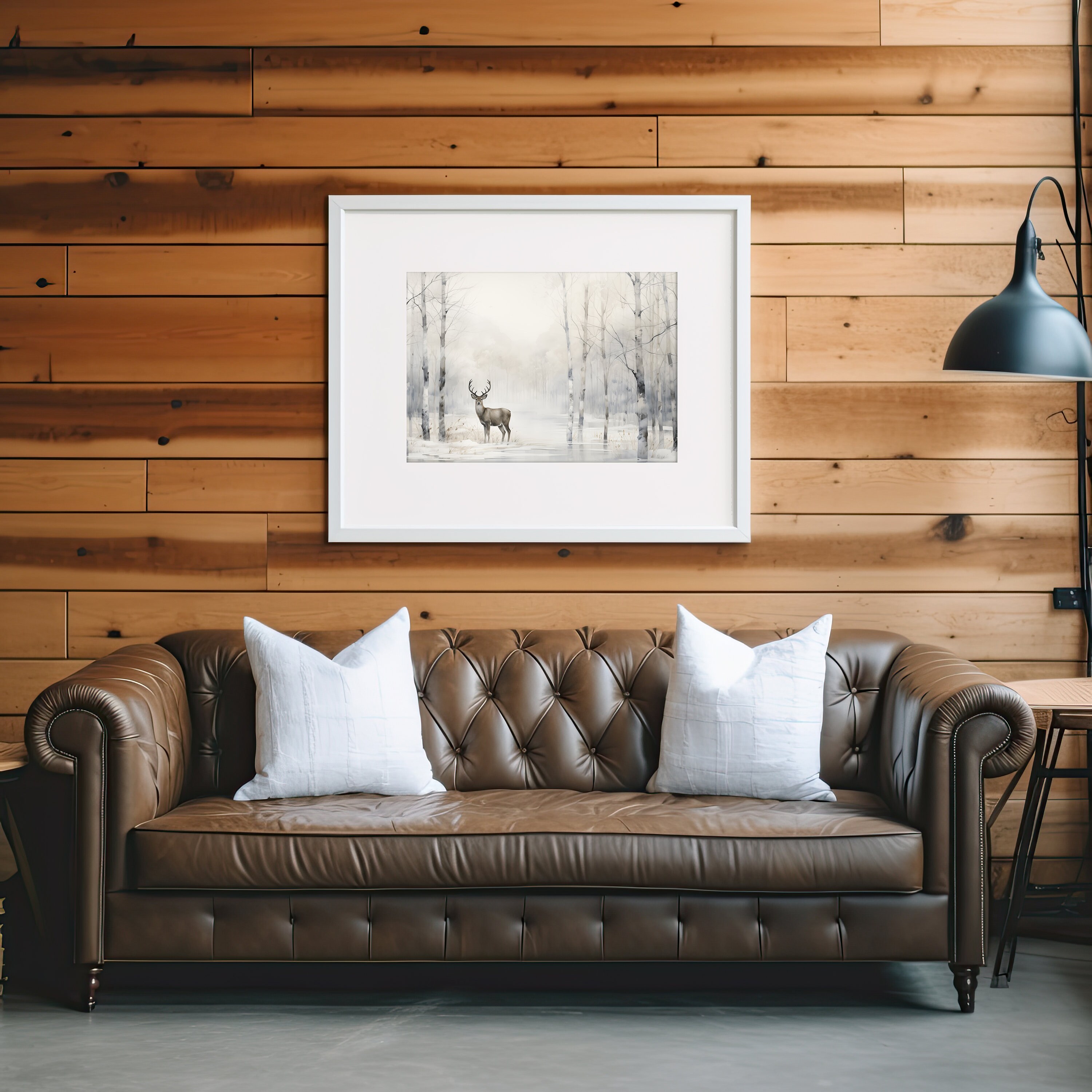 Buck Art Print, Deer Landscape Art Print, Winter Deer Scene Art Print ...