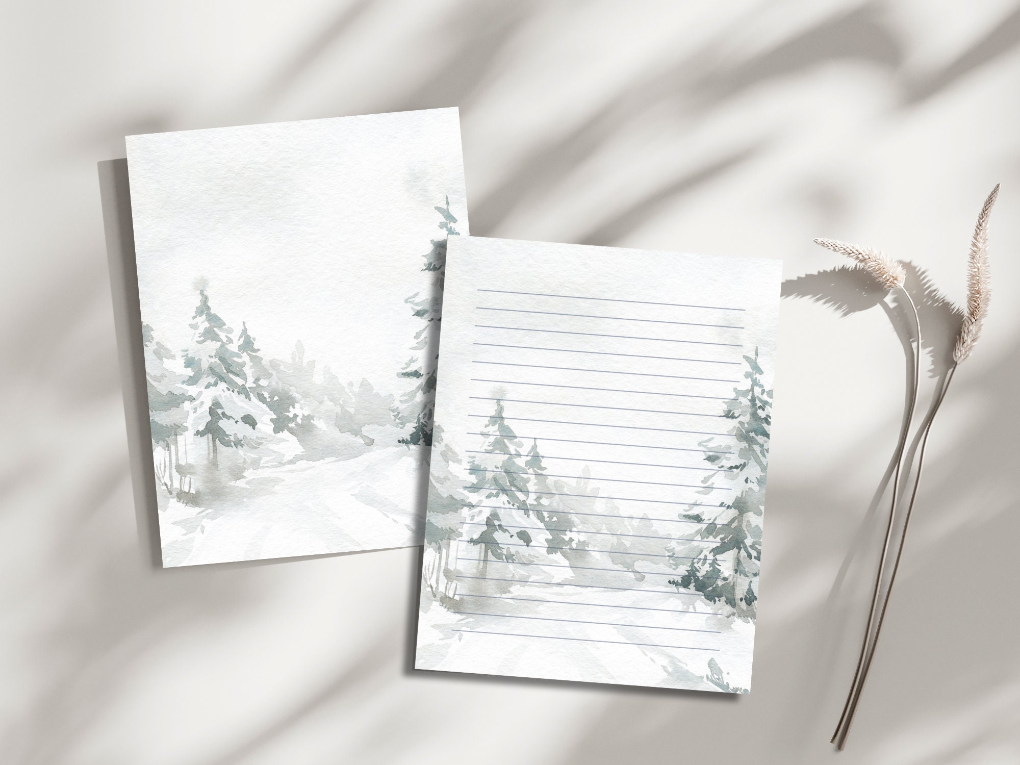 Landscape Printable Note Bundle, Printable Stationery Set, Digital Note ...