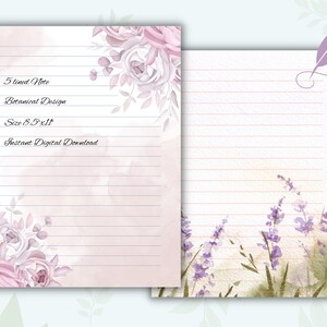 Notebook Paper, Botanical Printable Note Bundle, Flower Printable ...