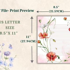 Notebook Paper, Botanical Printable Note Bundle, Flower Printable ...