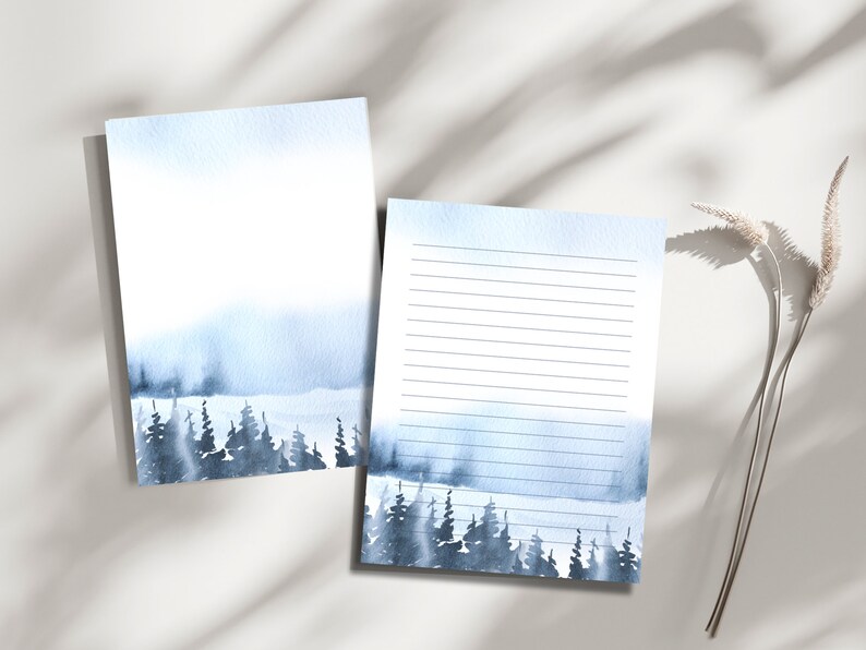 Landscape Printable Note Bundle, Printable Stationery Set, Digital Note ...