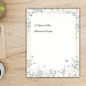 Botanical Printable Note Paper: Floral Stationery Bundle (digital ...