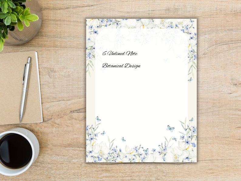 Botanical Printable Note Paper: Floral Stationery Bundle (digital ...