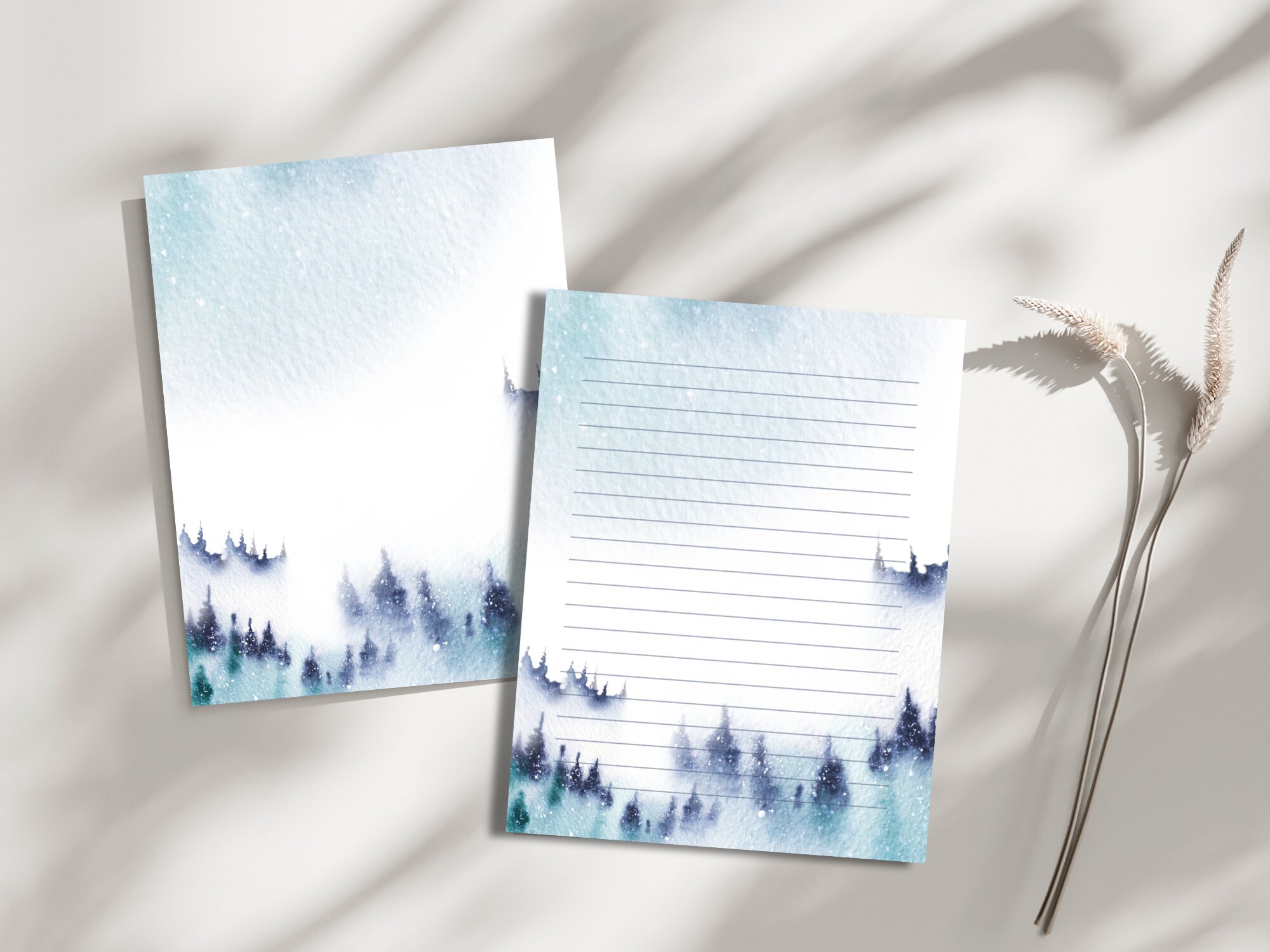 Landscape Printable Note Bundle, Printable Stationery Set, Digital Note ...