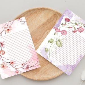 Notebook Paper, Botanical Printable Note Bundle, Flower Printable ...