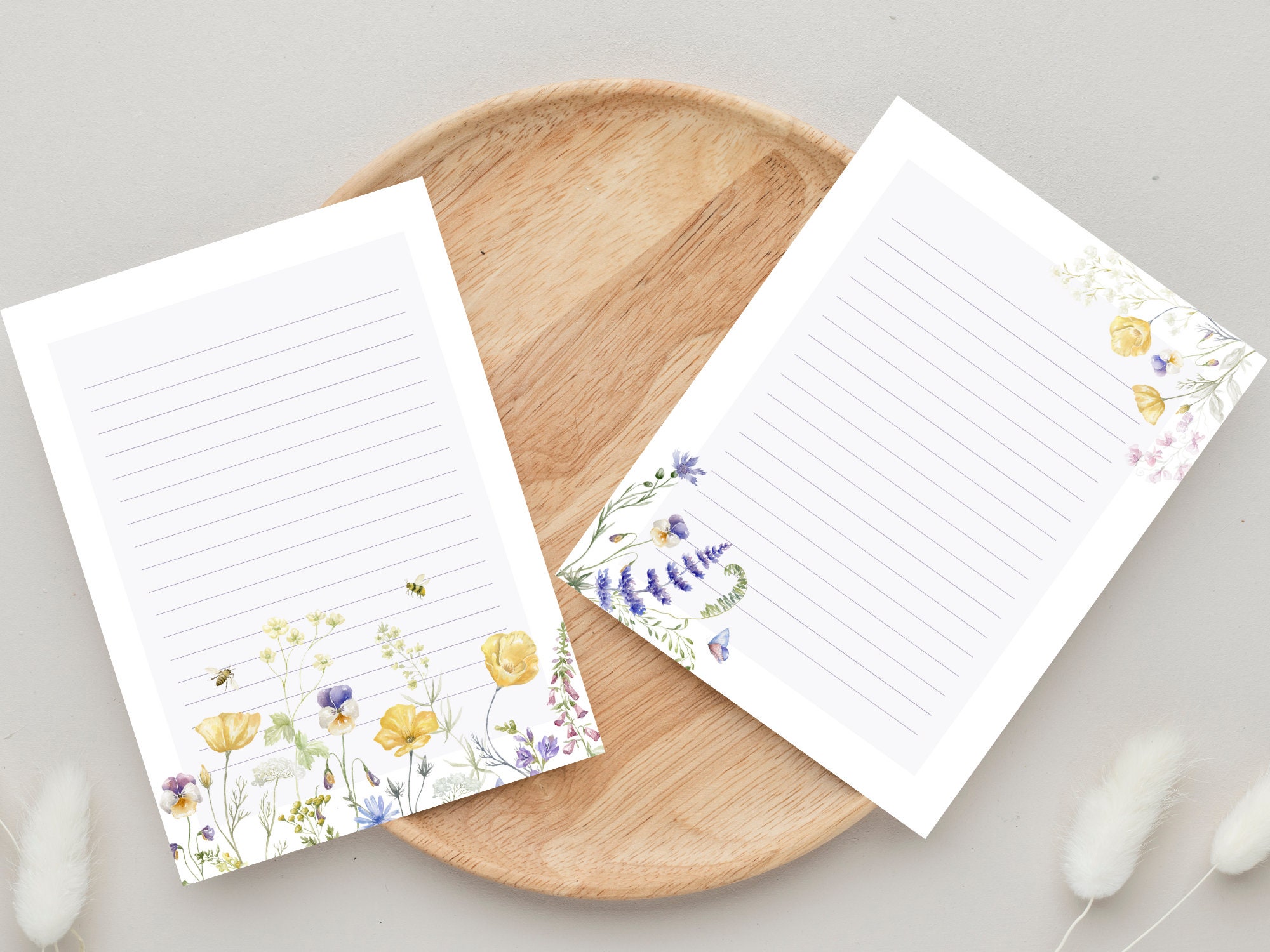 Botanical Note Paper: Floral Printable Stationery Set (digital Download ...