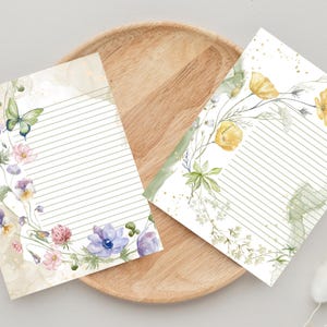 Notebook Paper, Botanical Printable Note Bundle, Flower Printable ...