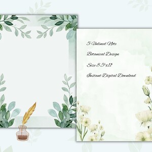 Notebook Paper, Botanical Printable Note Bundle, Flower Printable ...