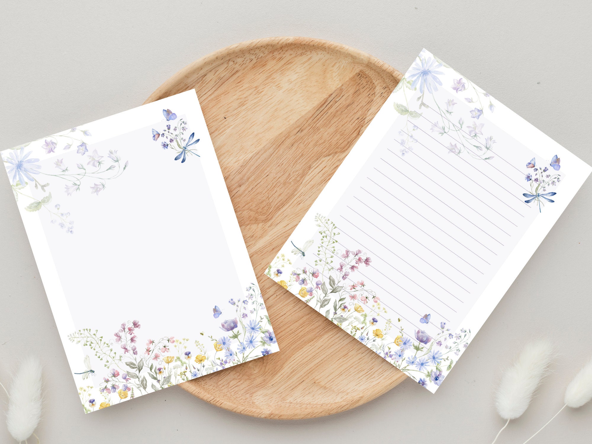 Notebook Paper, Botanical Printable Note Set, Letter Printable ...