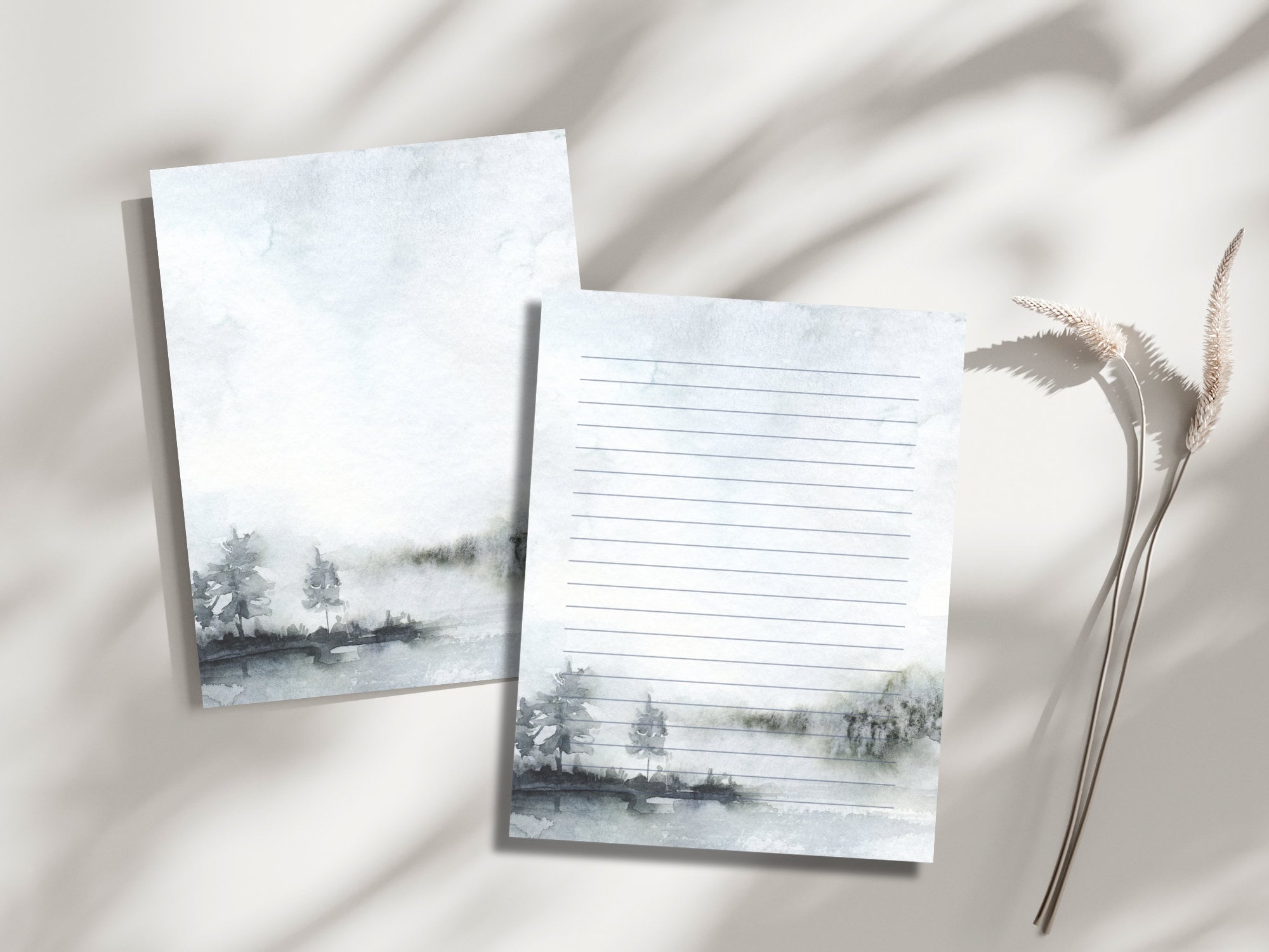 Landscape Printable Note Bundle, Printable Stationery Set, Digital Note ...