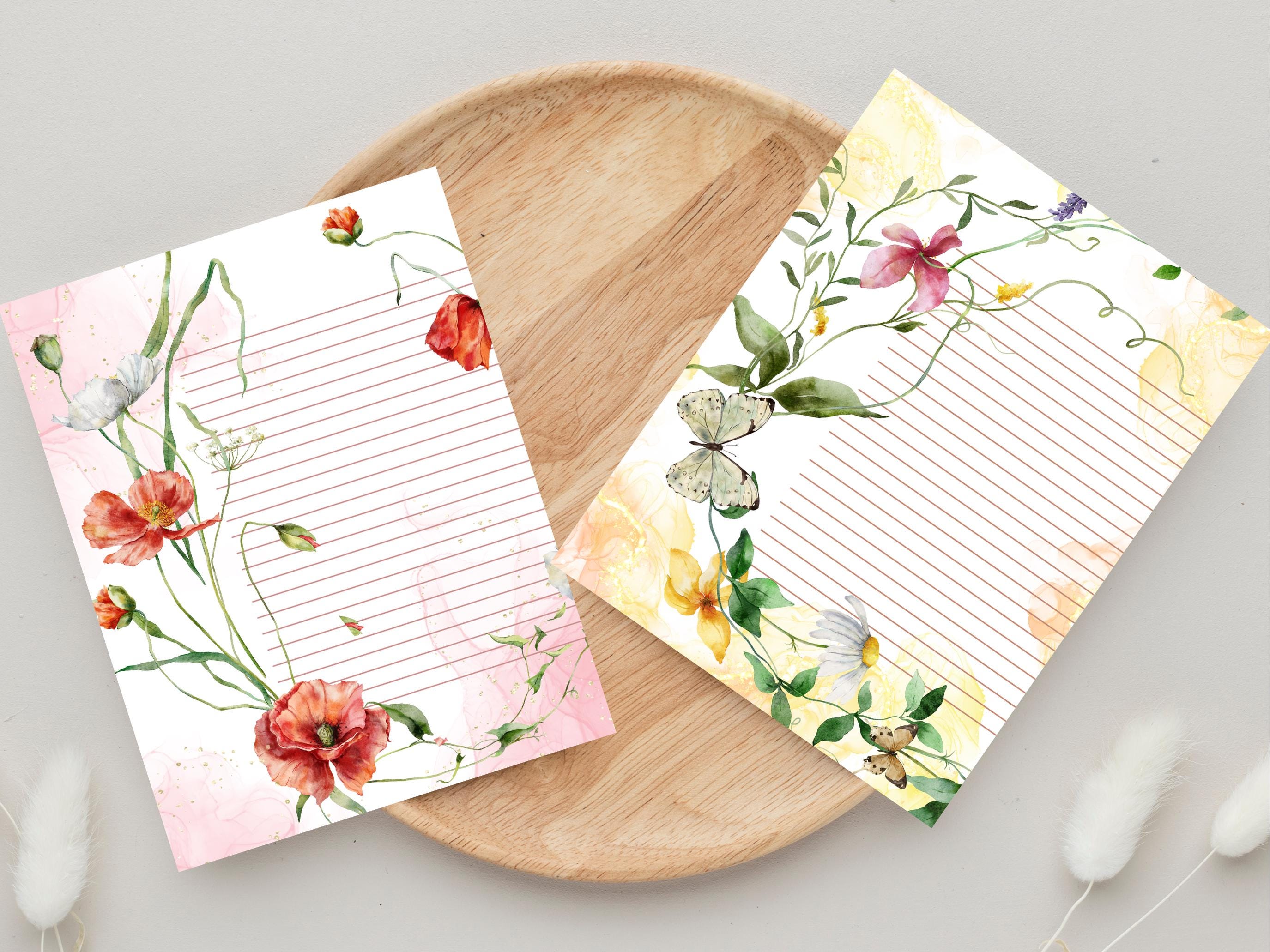 Notebook Paper, Botanical Printable Note Bundle, Flower Printable ...